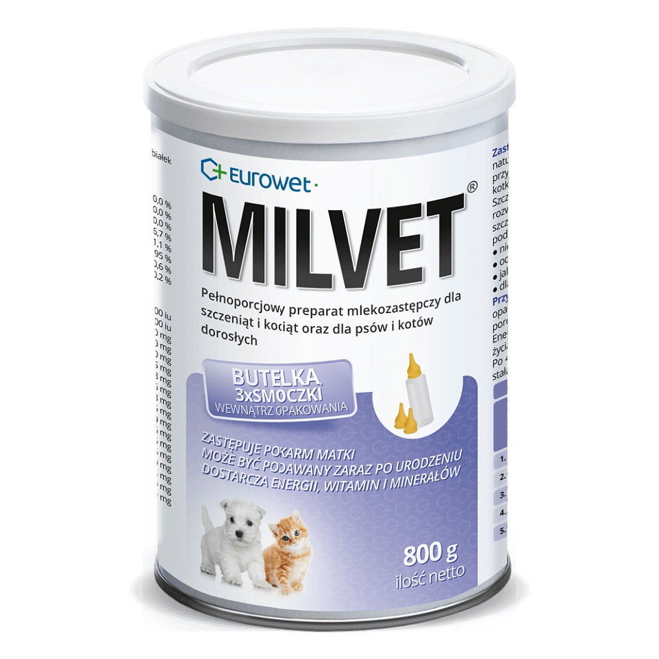 EUROWET Milvet preparat mlekozastępczy dla szczeniąt i kotów 800 g ...